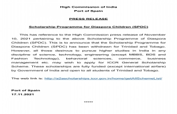 Press Release - Scholarship Programme for Diaspora Children (SPDC ...
